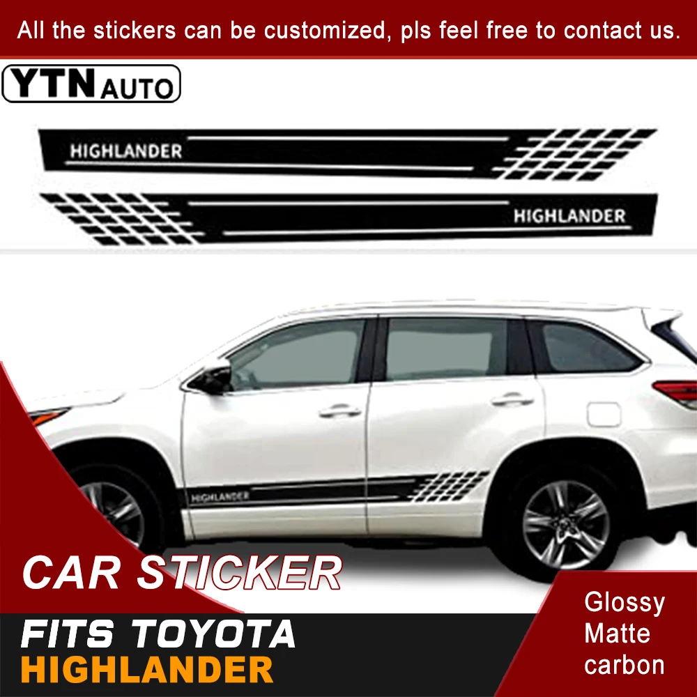 2pcs Car Decals For Toyota Highlander Side Door Stripe Vinyl Decal ...