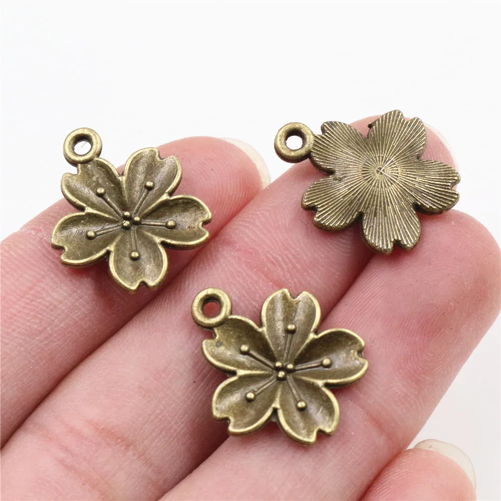 21x17mm 15pcs Antique Bronze Plated Flower Style Handmade Charms ...