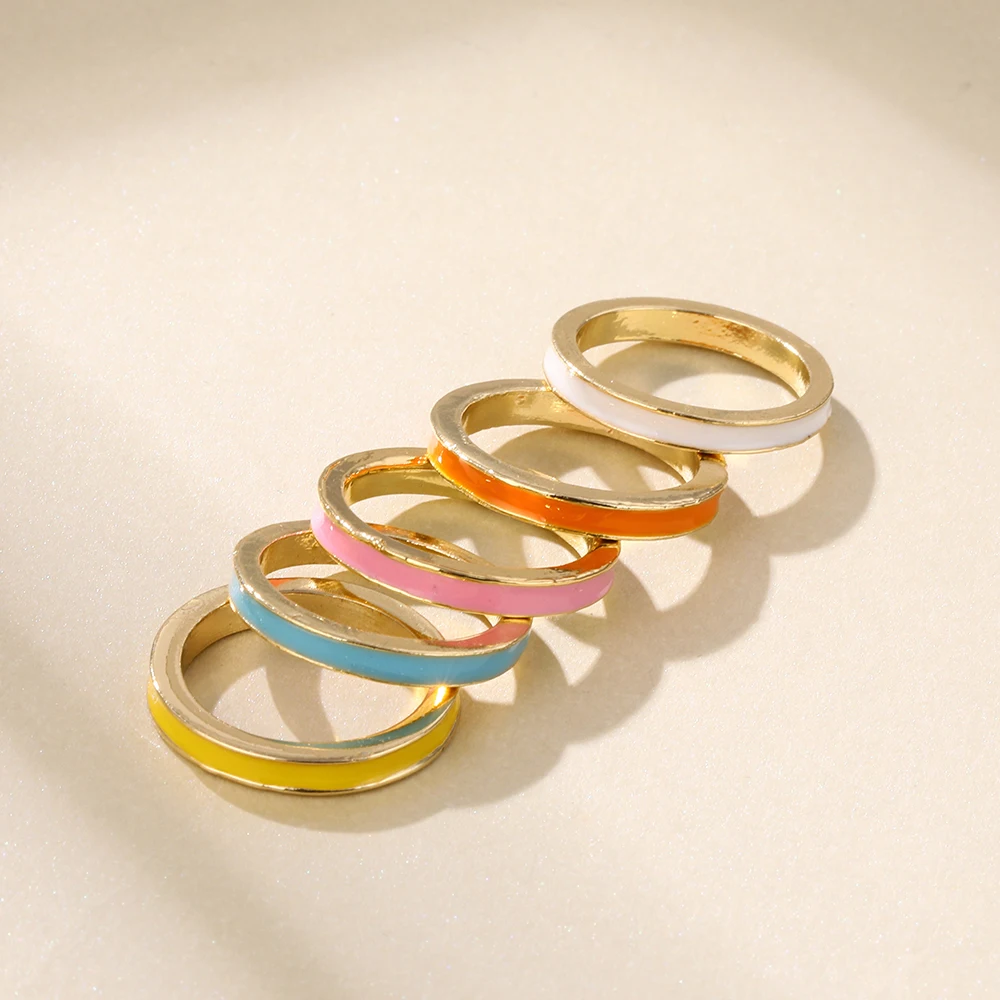 Lost Lady New Candy Color Enamel Rings For Women Fashion Simple Small ...