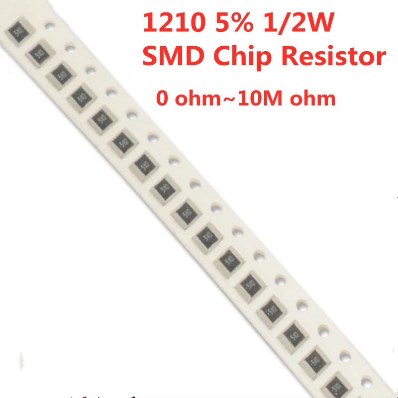 100pcs 1210 5% SMD 저항기 0R 10M 1R 3R 10R 20R 33R 470ohm 510R 100R 220R ...