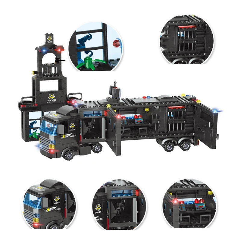 1095pcs City Police Station Building Blocks Swat Team Truck, 56% OFF