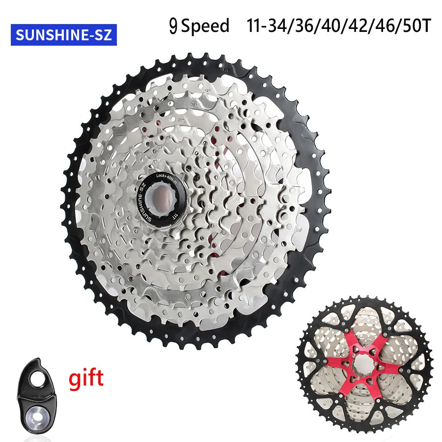 SUNSHINE MTB Cassete 9 Speed Bicycle Cassette Flywheel 9S 34/36/40/42 ...