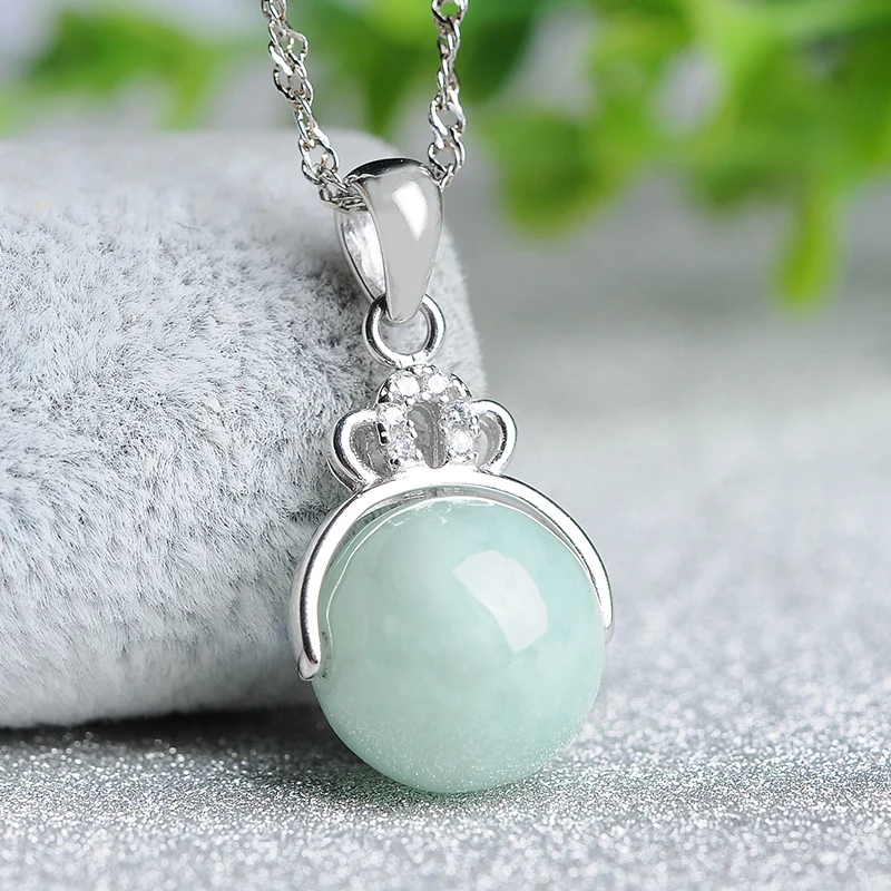 Colgante de Jade con incrustación de plata 925 para mujer, colgante de ...