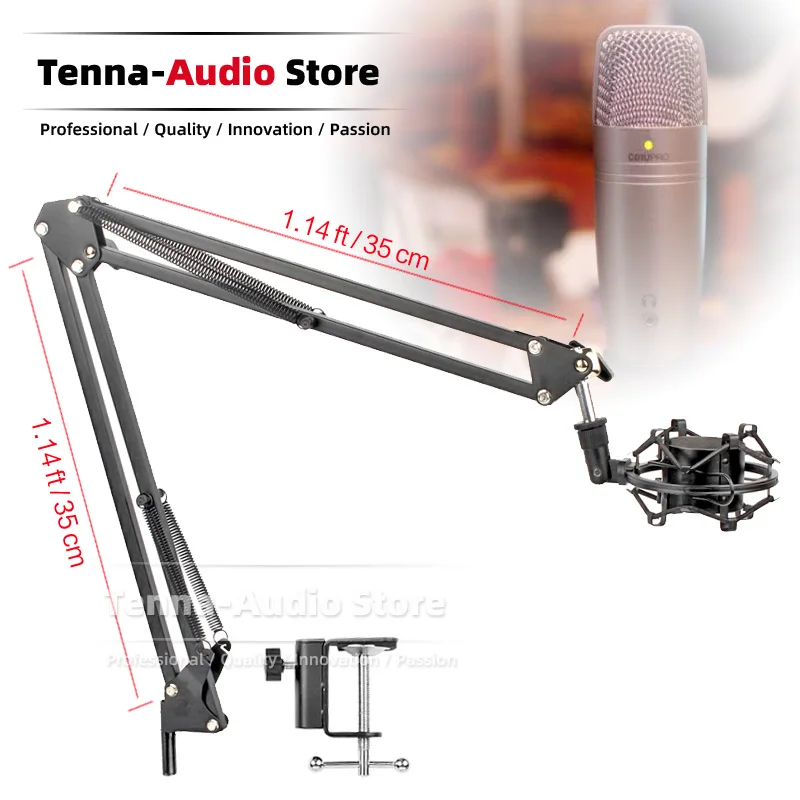 Desktop-Suspension-Scissor-Arm-Boom-Mic-Clip-Holder-Microphone-Stand ...