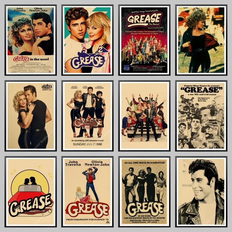 Vintage Grease Film Poster | Vintage Decoration Grease | Kraft Wall ...