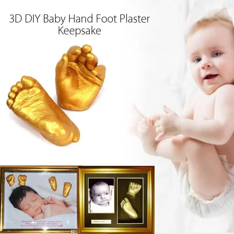 1 Set Baby 3d Hand Foot Print Mold Powder Plaster Casting Kit Handprint ...