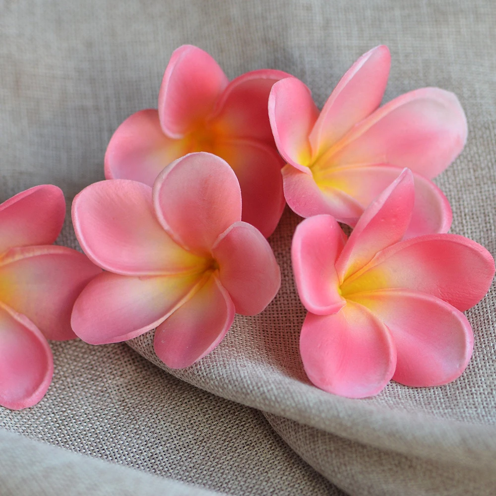 10pcs Hawaiian Flowers Fake Plumeria Foam Frangipani Flower Heads 9cm ...