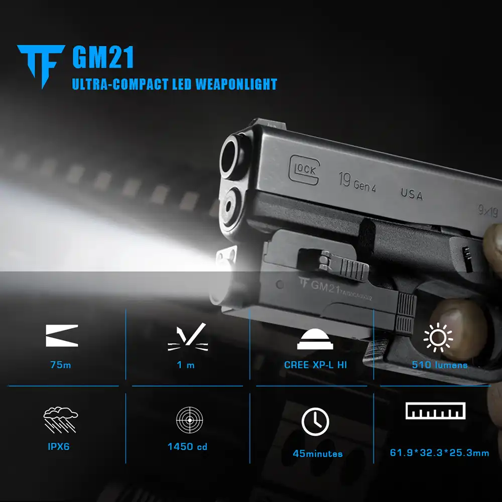 Tactical Flashlights TrustFire GM21 510 Lumens LED Pistol Light USB ...