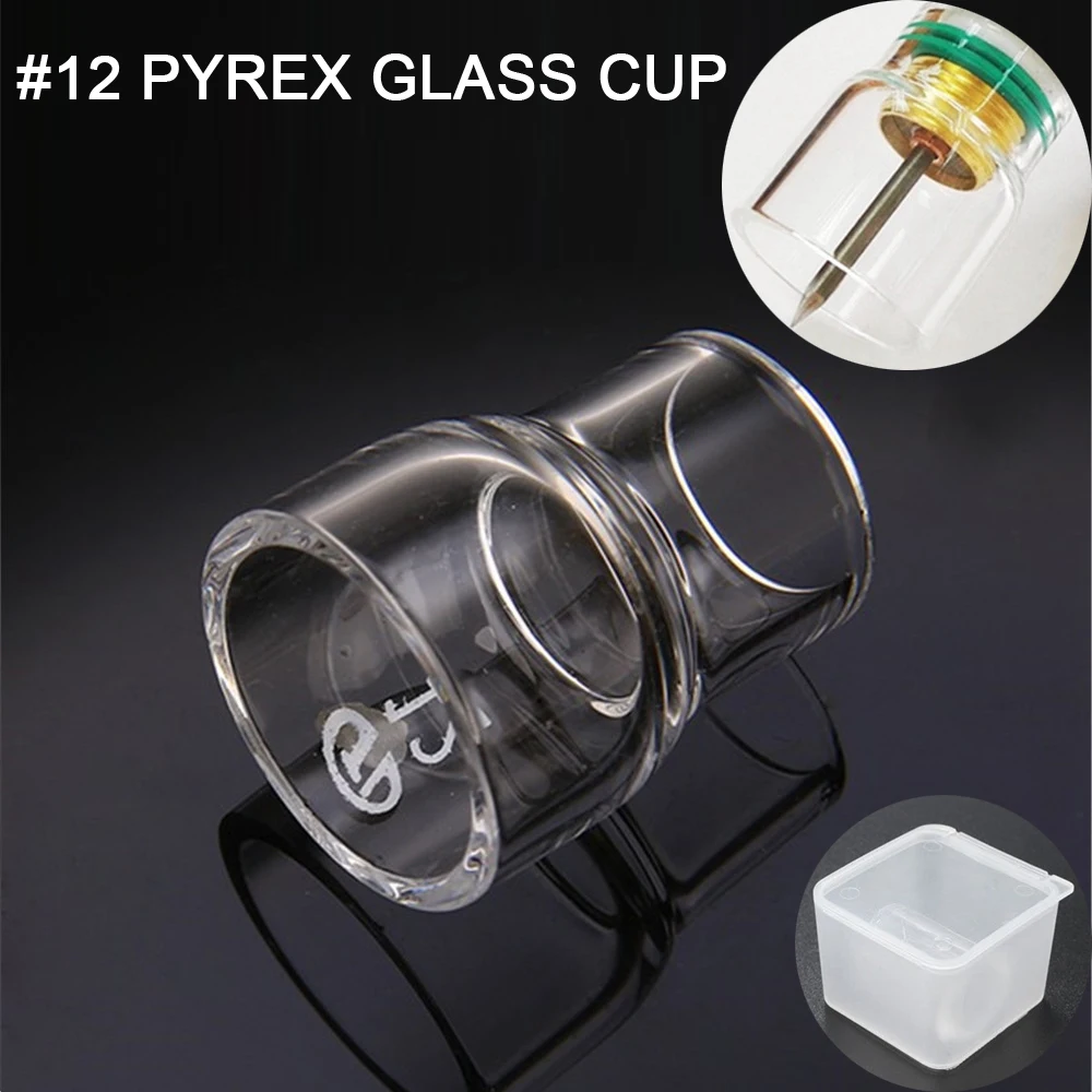 #12 Clear Pyrex Glass Cup Welding Stubby Gas Lens Heat Resistant Cup ...