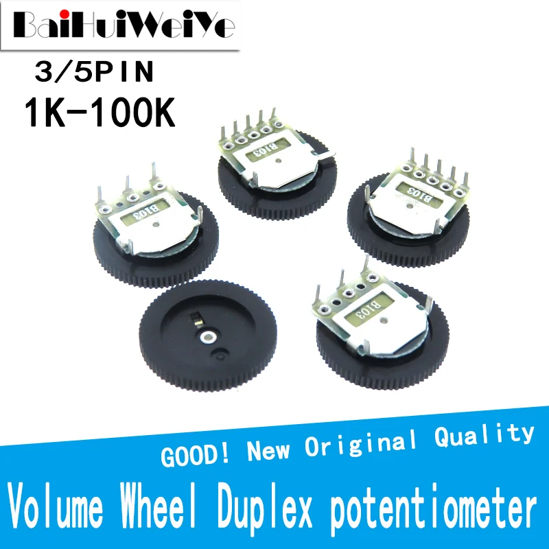 10PCS/LOT Single Double Dial Taper Volume Wheel Duplex Potentiometer ...