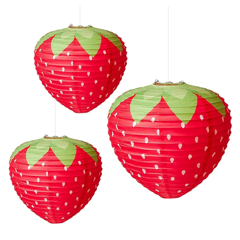 3D Strawberry Paper Lanterns Hanging Decoration Party Supplies Paper ...