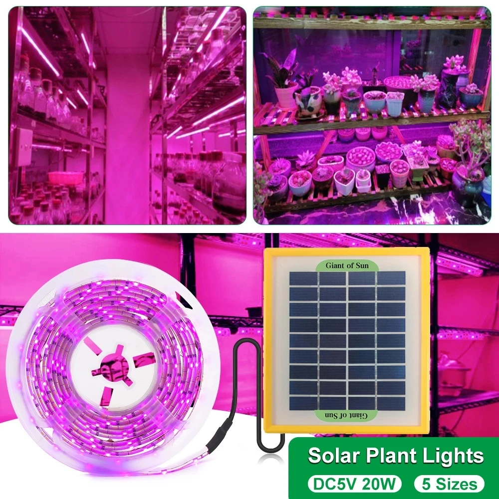 Solar Panel Led Grow Light Full Spectrum 5v Grow Light Strip 2835 Led ...