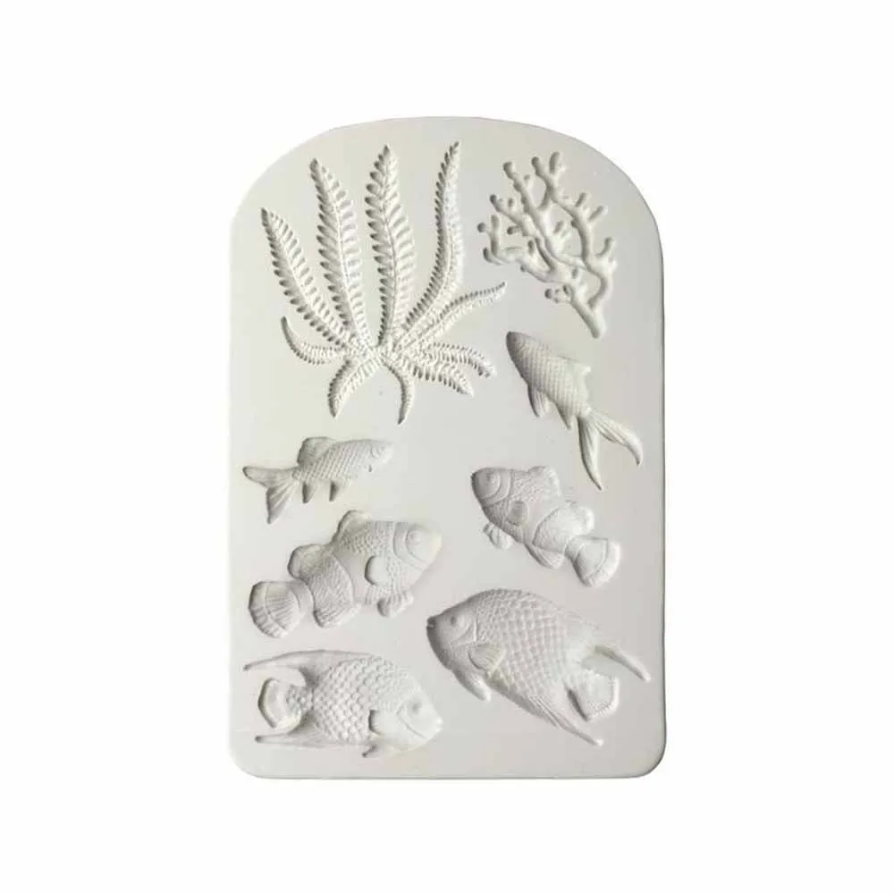 Seaweed, Shell, Tropical Fish Series Fondant Silicone Mold Diy Soft ...