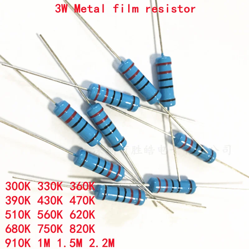 Resistor-do-filme-do-metal-de-10-pces-3w-1-300k-330k-360k-390k-430k ...