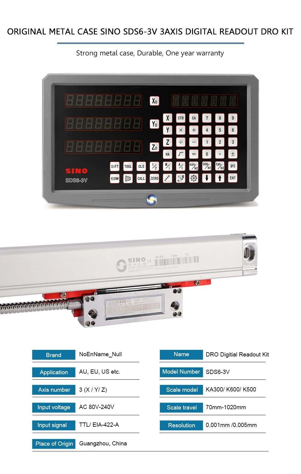 Sino SDS6-3V digital readout DRO kit + 3 pcs KA300 linear scale linear encoder | eBay