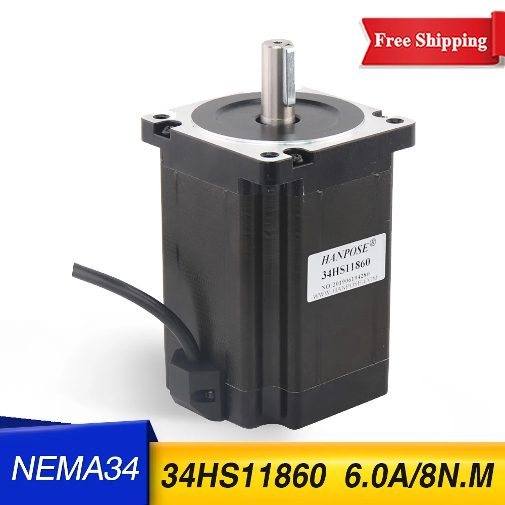 86 stepper motor 24v 86x118mm 8N.m 6.0A D=14mm NEMA 34 stepper motor ...