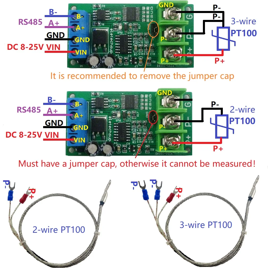 Dc 12v Pt100 Rtd Converter Rs485 Modbus Rtu Temperature Sensor ...