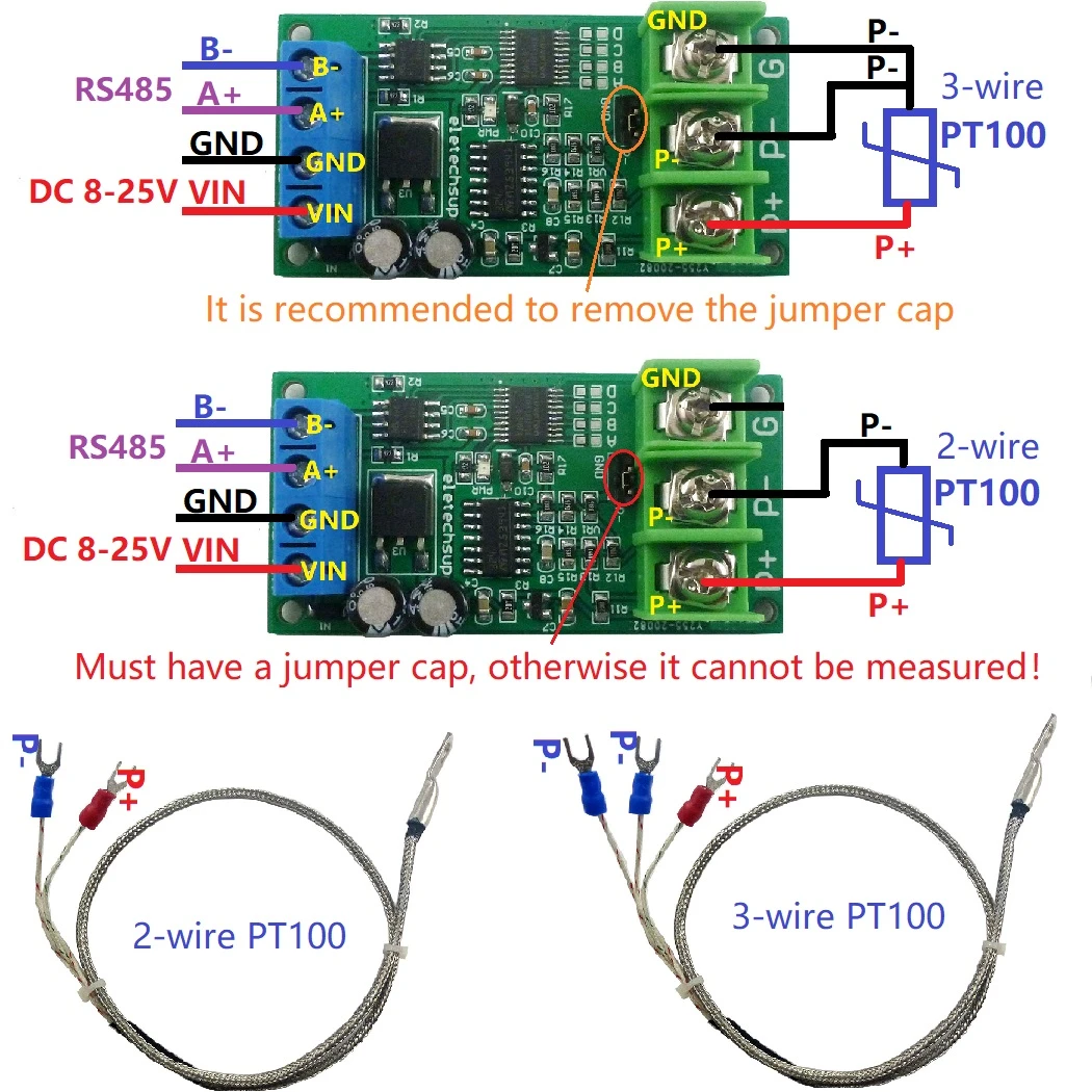 Dc 12v Pt100 Rtd Converter Rs485 Modbus Rtu Temperature Sensor ...