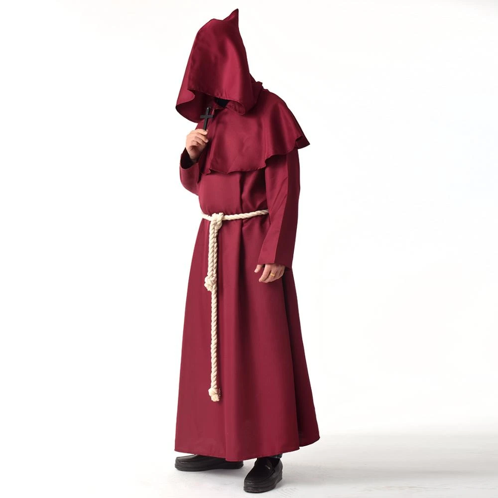 Halloween Costume Friar Medieval Hooded Monk Renaissance Priest Robe ...