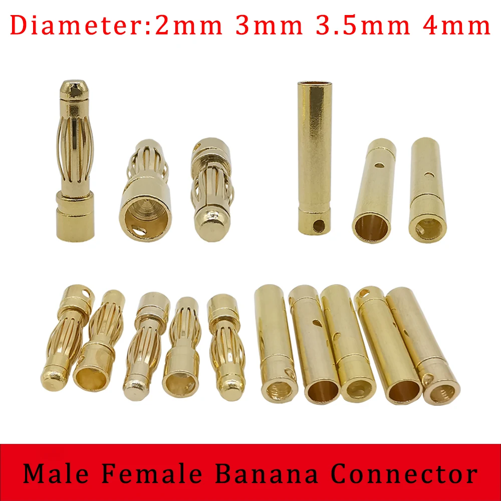 5-2-1Pair-Gold-plated-2mm-3mm-3-5mm-4mm-Male-Female-RC-Battery-Bullet ...