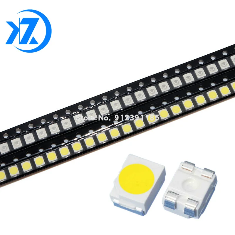 100pcs 3528 SMD LED White /Warm White 1210 3528 SMD LED Ultra Bright ...