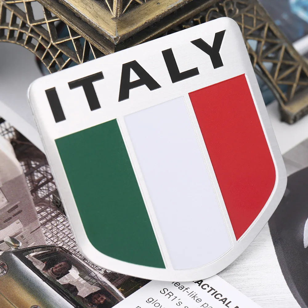 New 3D Aluminum Italy Map National Flag Car Sticker Car Styling For ...