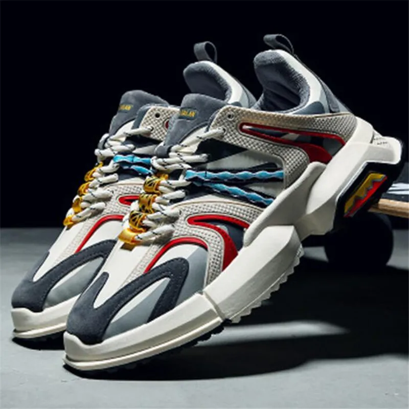 Spring Autumn Men Chunky Sneakers High Quality Web Celebrity Thick Sole ...