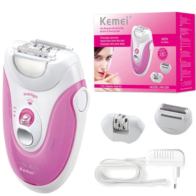 Kemei 299 cabo depilador elétrico para mulheres facial corpo removedor ...