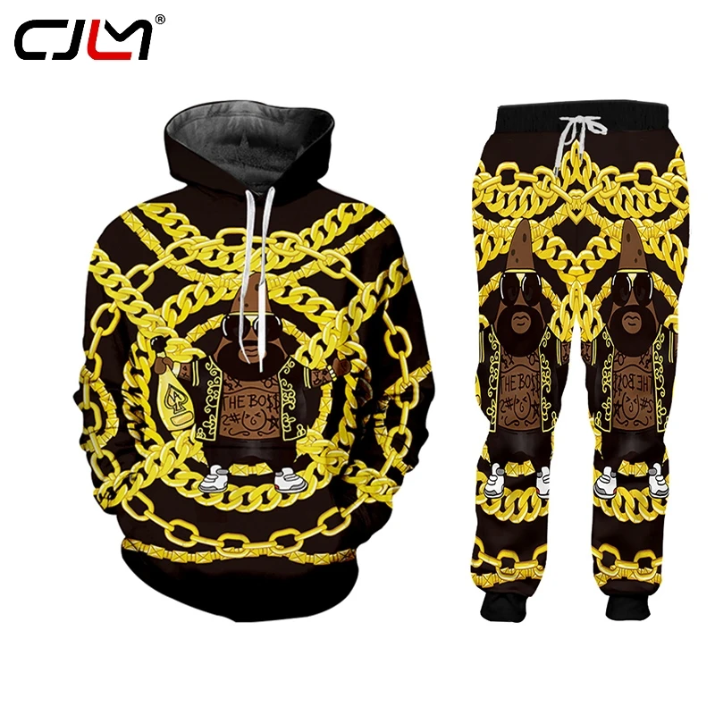 CJLM-Men-Tracksuit-Golden-Chain-Hoodie-Set-2-Pieces-Hip-Hop-Track-Suit ...