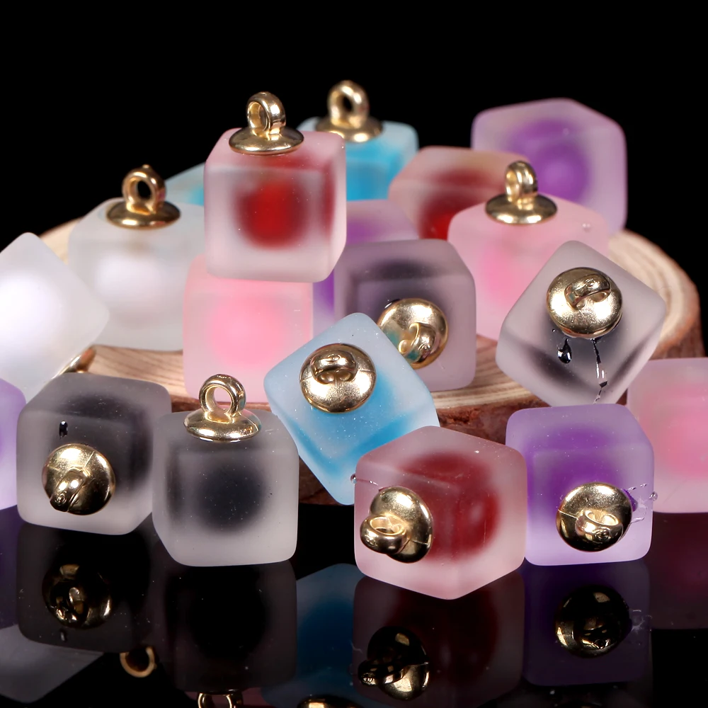 12mm-10pcs-Matte-Dull-Polised-Colorful-Square-Acrylic-Charms-Pendant ...