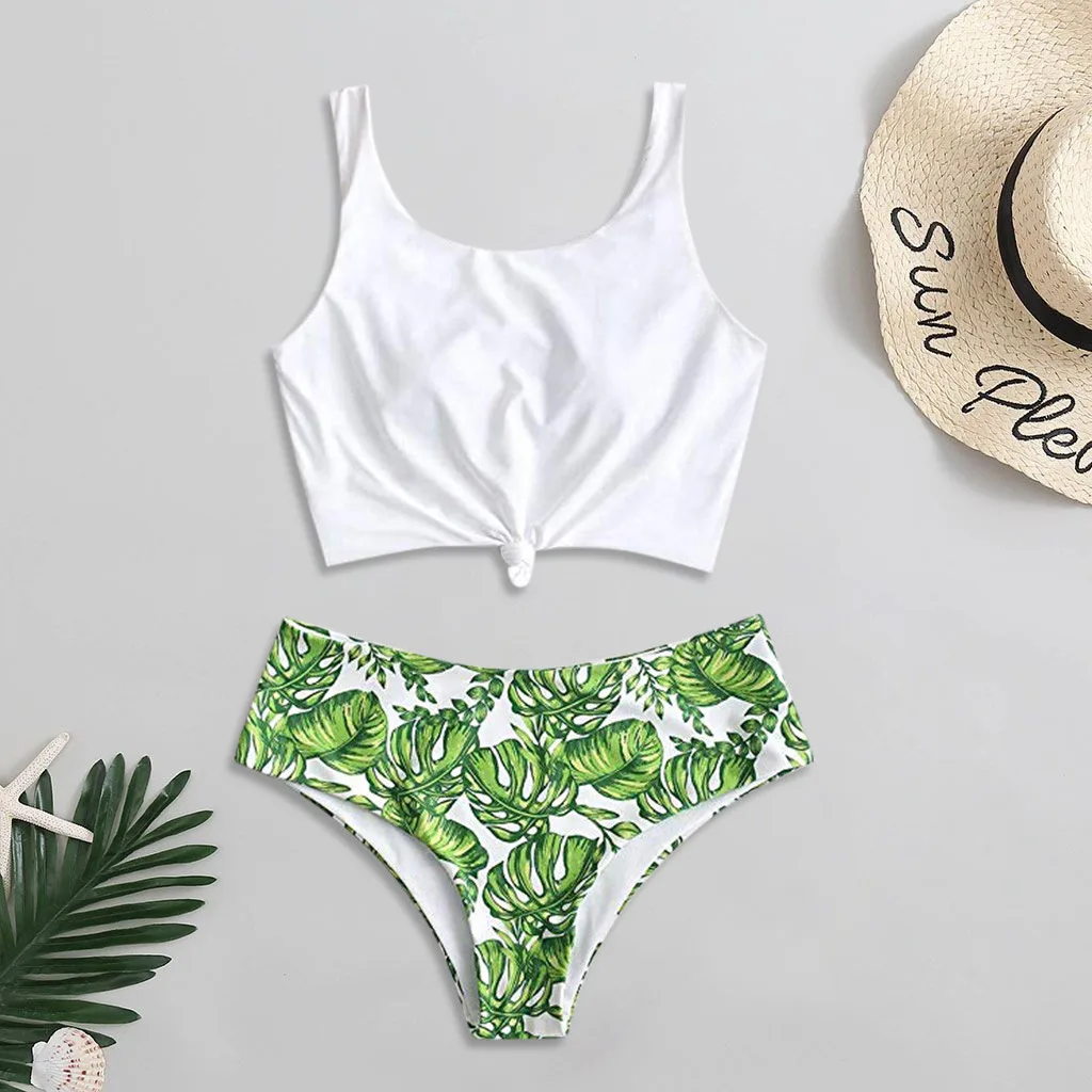 vest solid high rise Sexy Women Bikini Set Print Padded Swimwear ...