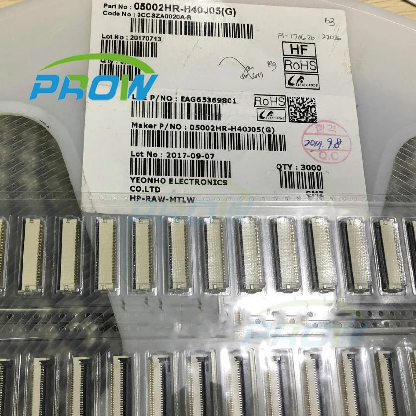 20 개 05002HR H40J05 0.5 피치 0.5mm 05002HR H40J05 40P 40 핀 FFC FPC 커넥터, H2.0mm 프로우|Connectors ...