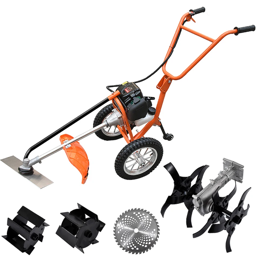 Hand-push-Lawn-Mower-Multi-function-Loosener-Weeder-Four-stroke-140FA ...