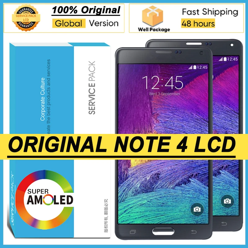 100% Original 5.7" Super Amoled Display For Samsung Galaxy Note 4 N910 ...
