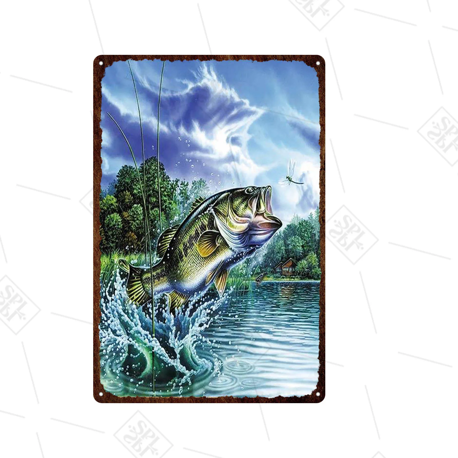 Fisherman's Paradise Faux Vintage Fishing Cabin Sign Home & Living ...