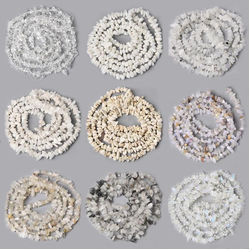 3-5MM Irregular Natural Stone Freeform White Chip Gravel Beads Quartz ...