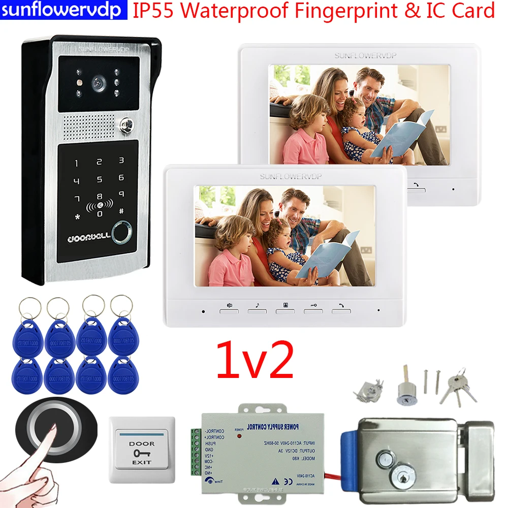 Ip55 Waterproof Video Intercom Fingerprint Ic Code Monitors Video Door ...