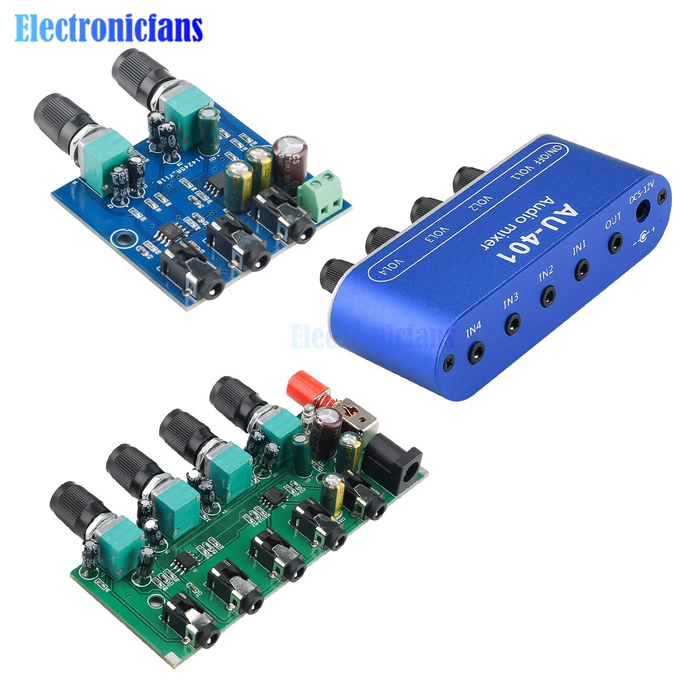 Dc 5v-12v Au-401 2/4 Channel Input 1 Channel Output Audio Signal Mixing ...