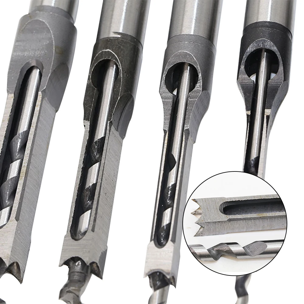 10 -Foret à bois avec foret hélicoïdal pour trous carrés,acier HSS ...