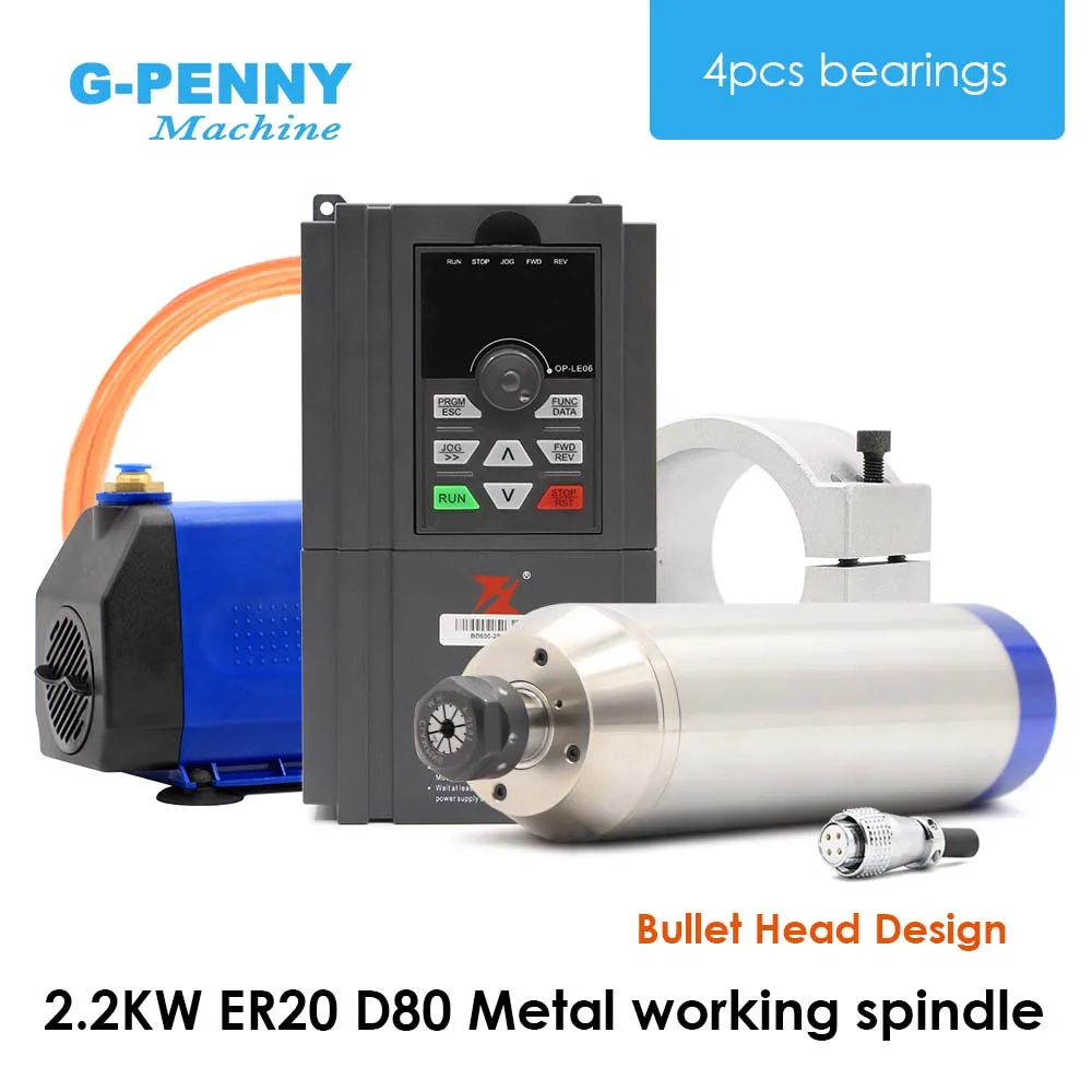 G-Penny-2-2kw-Metal-Working-Spindle-Kit-Water-Cooled-ER20-800Hz-Pole-4 ...