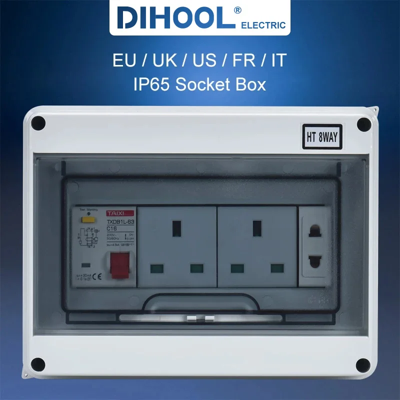 Outdoors-Sockets-UK-US-EU-FR-IT-Junction-Box-With-Switch-110V-220V-MCB ...