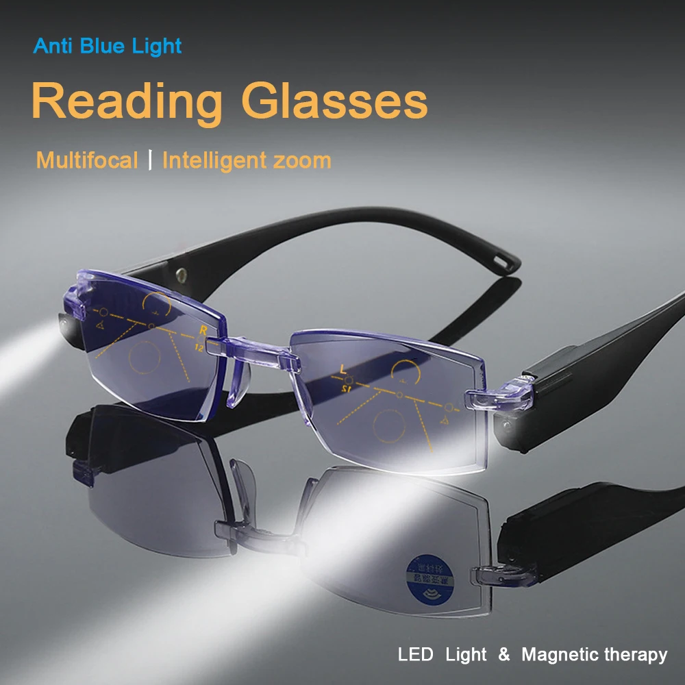 Progressive Multi-focus Anti-blue Light Glasses Magnetic Therapy Led ...