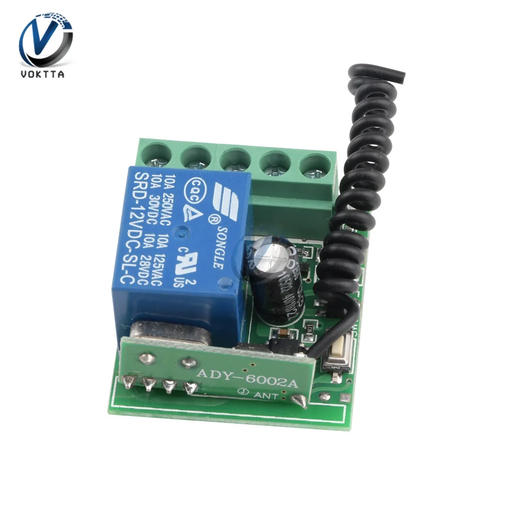 DC 12V 10A 1 Channel One Way Relay Module Universal 433MHz RF Remote ...