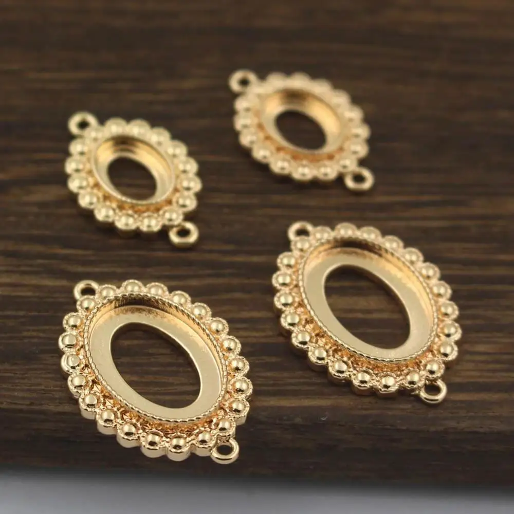 20pcs Brass Casted Open Back Oval Bezels Connectors Setting Blanks ...