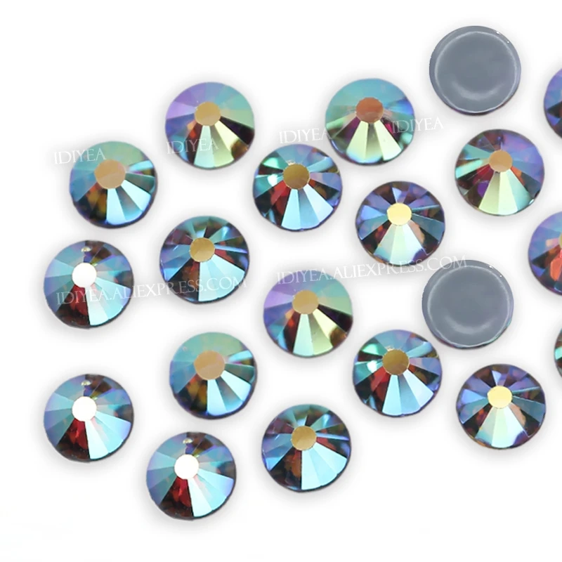 Clear AB Blue Shine hot fix flat back rhinestones crystal strass ...