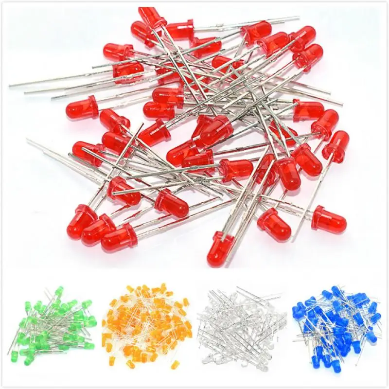 100pcs-3-5-10mm-LED-Diode-Assorted-Kit-White-Green-Red-Blue-Yellow ...