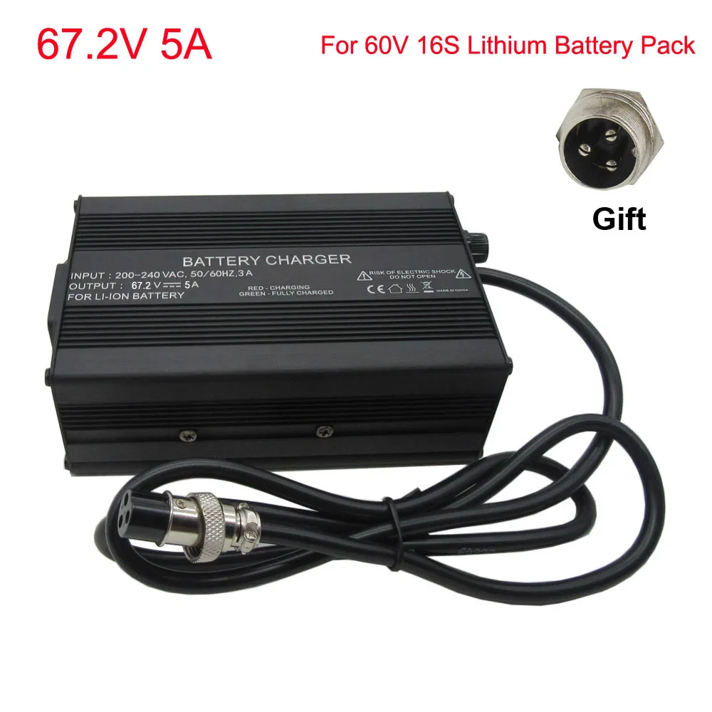 60v 67.2v 5a Li-ion Ebike Fast Charger Gx16 For 16s 60 Volt Lithium ...