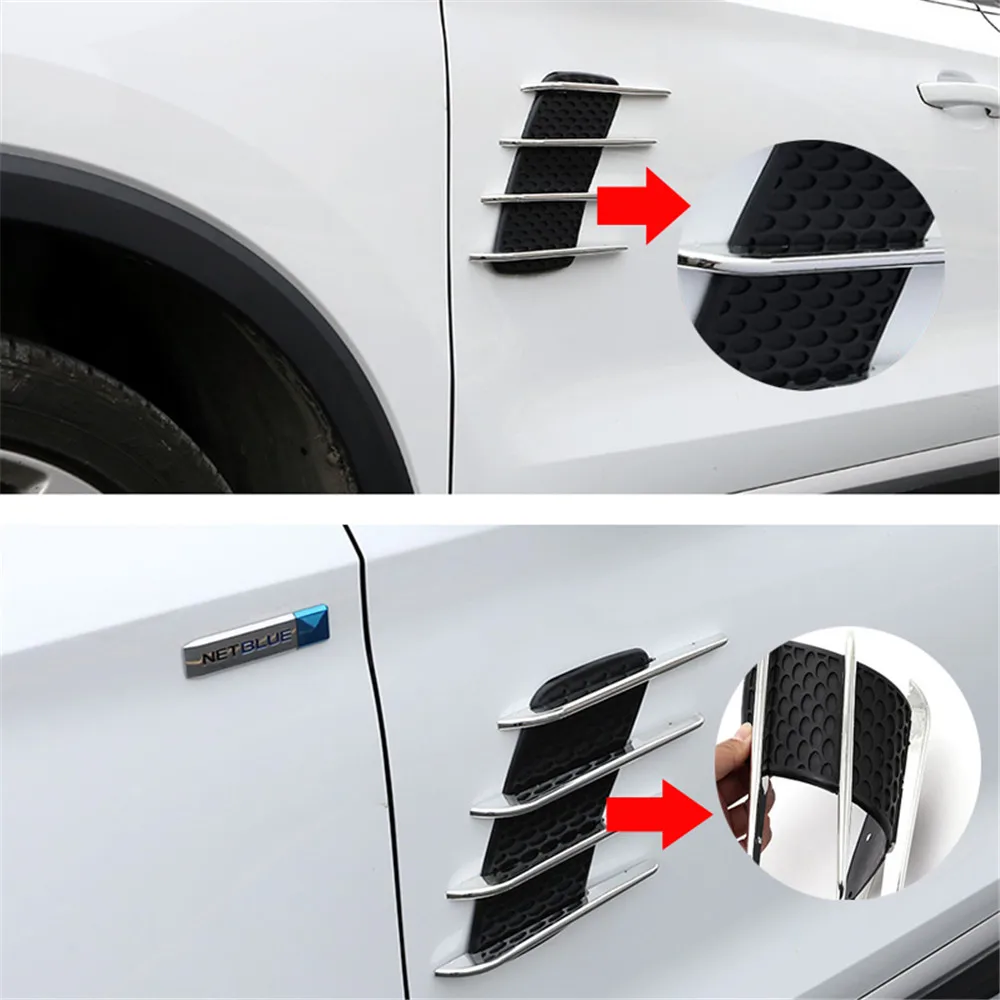 2Pcs Cool Chrome Shark Gills 3D Car Stickers Side Vent Air Flow Sticker ...