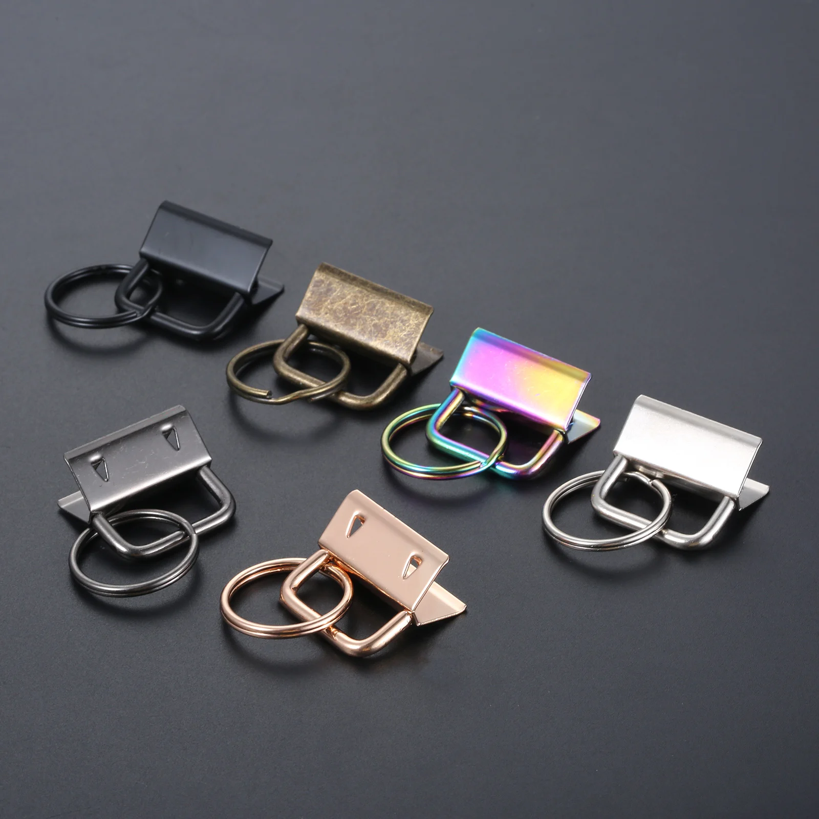 10pcs/lot Wristlets Keychain Long Tail Clip Split Ring Buckle Key Fob ...