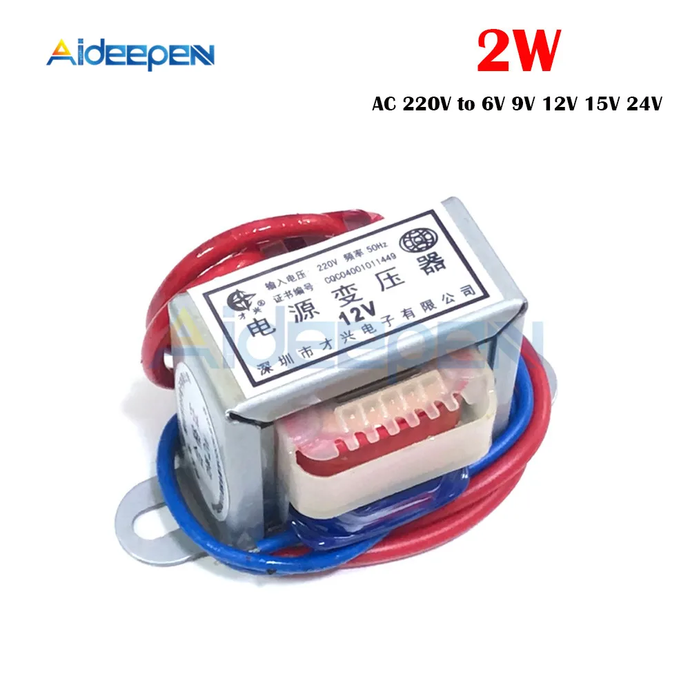 Power Transformer Ac 220v To 6v 9v 12v 15v 24v Voltage 2w Ei Copper ...